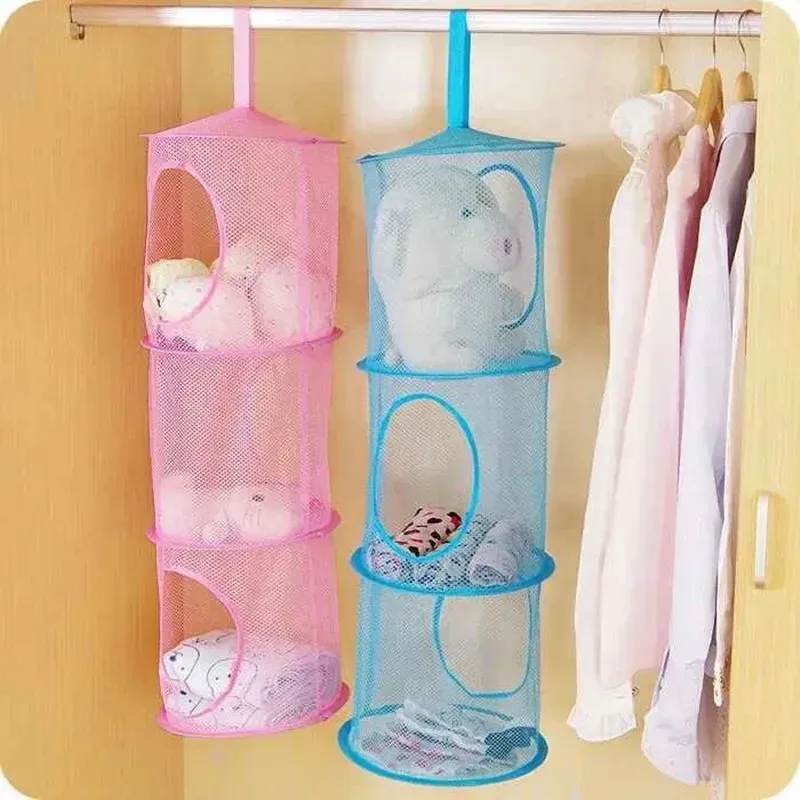 3-Shelf Hanging Storage Organizer Net Bag for Bedroom Door, Wall, and ...