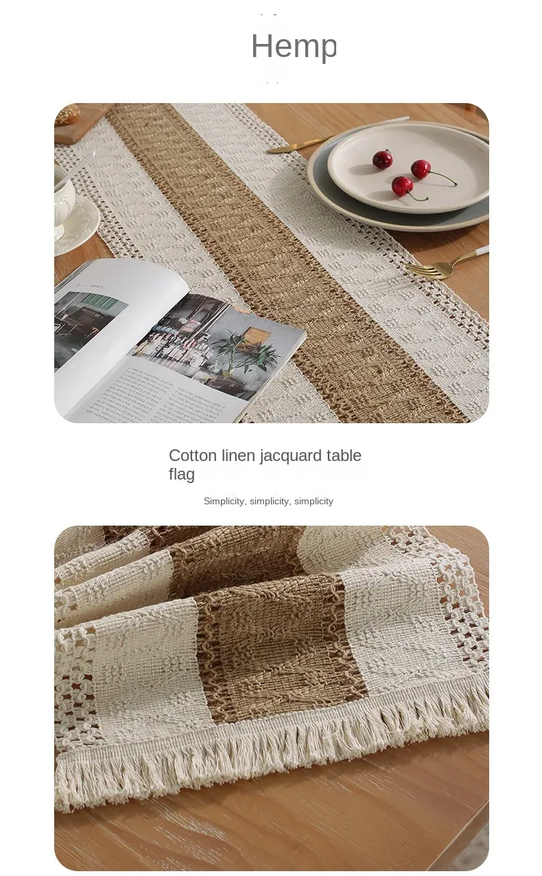 Long Tassel Table Runner with Color-blocking Design for Holiday Table ...