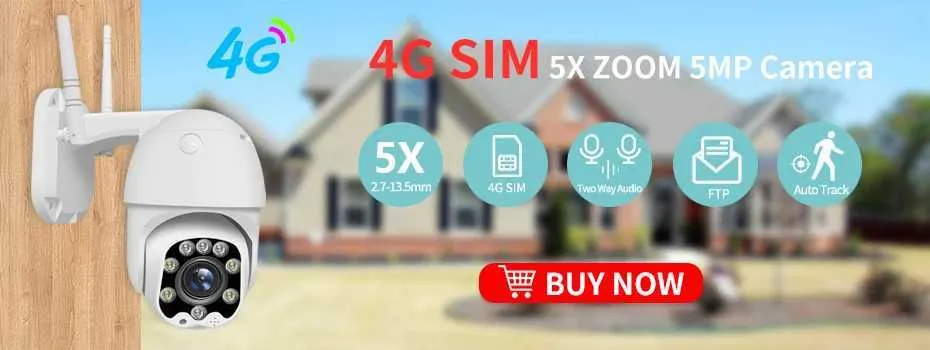 IP Cameras 5MP 4G SIM Card Surveillance Camera PTZ 1080P HD Wireless ...