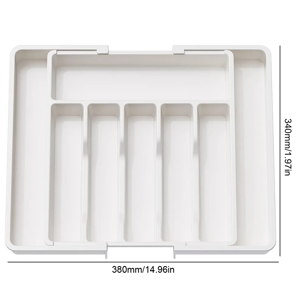 Adjustable Silverware Drawer Organizer Plastic Storage Tray with ...