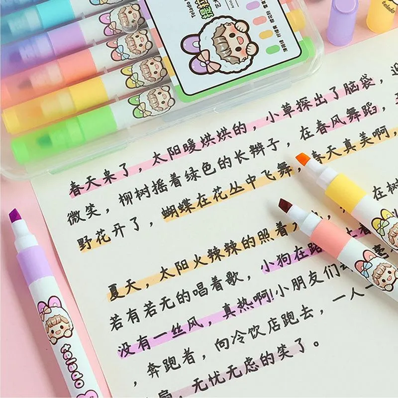 DHgate.com:6-Color Highlighter Pens, Cute Art Markers for Note Taking ...