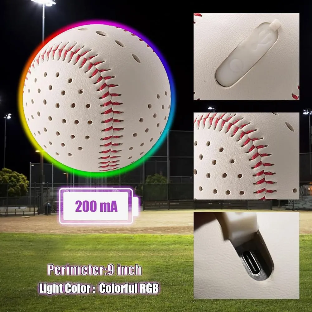 Glow Baseball Rechargeable LED Light Up Ball with and Faux Leather ...