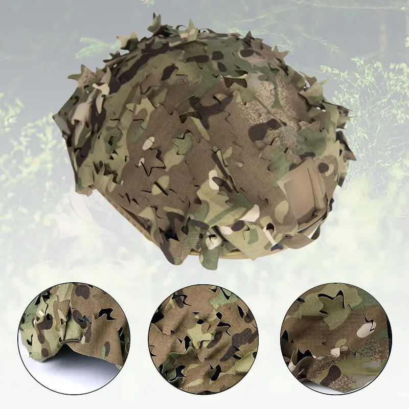 Multi Purpose 3D Camo Laser Cut Leaf Shaped Helmet Cover For Airsoft ...