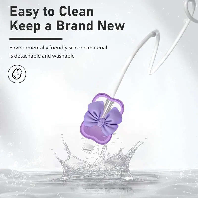 DHgate.com:Purple Bow Charger Cable Protector for iPhone 15 14 13, 18W ...