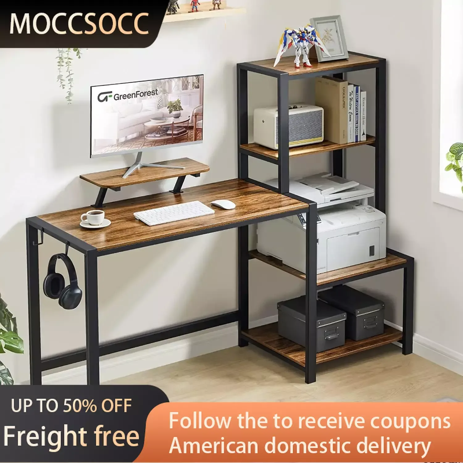 Gamer Cabinet Walnut Freight Free Home Office Table For Laptop Bed ...