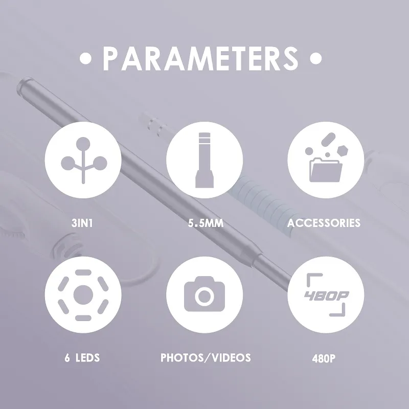 3-in-1 Waterproof Otoscope Mini ear picker tool for Android/Type-C/PC ...