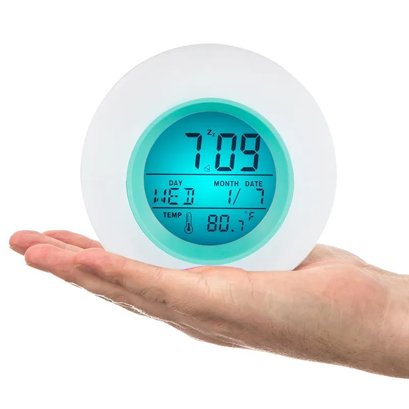 Colorful LED Touch Control Round Alarm Clock with Creative Design for ...