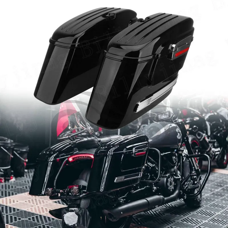DHgate.com:2024 Motorcycle Hard Saddlebags Trunk Luggage w/ LED Light ...