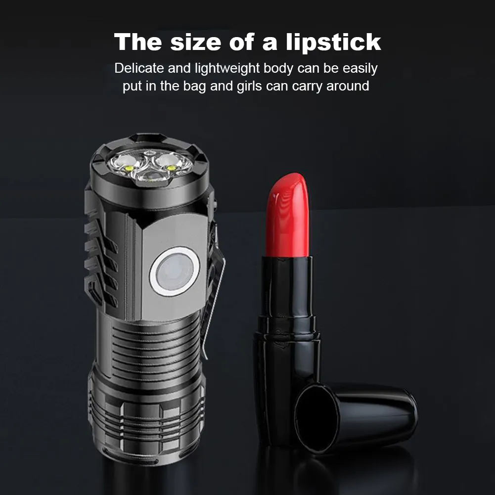3 LED Handheld Flashlight with Type C and Micro USB Charging Waterproof ...