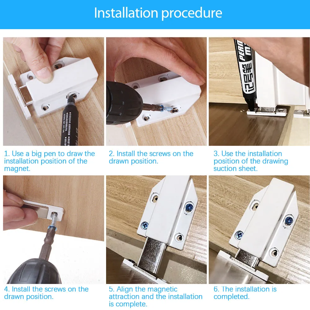 Heavy Duty Magnetic Cabinet Latches Push To Open, 4 Pack, For Large ...