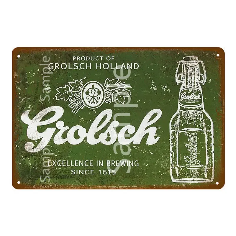 Vintage Grolsch Lager Beer Metal Sign Wall Art Plaque - Retro Tin Signs ...