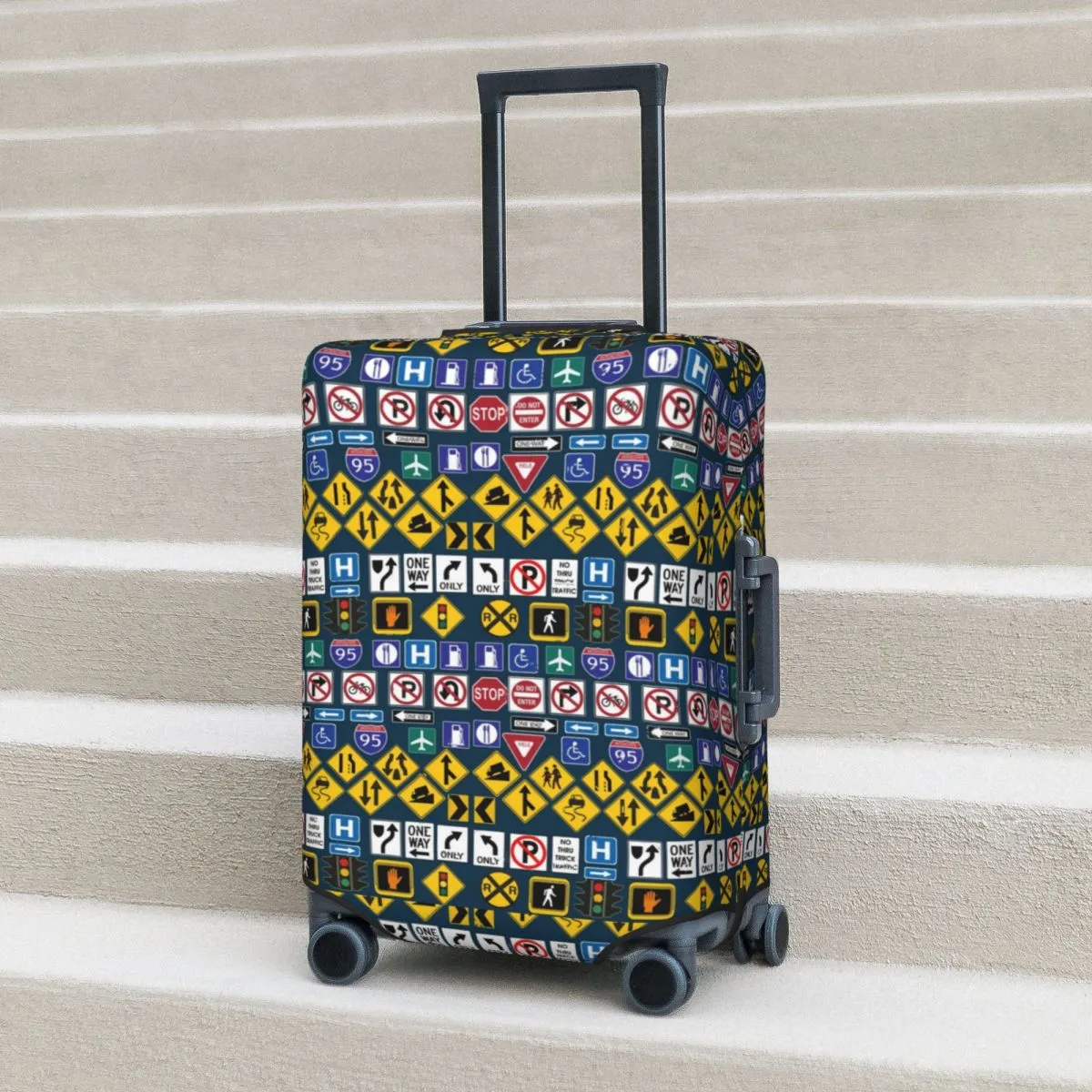 Flight Regulations Road Signs Aldi Suitcase Cover Strectch Luggage Case ...