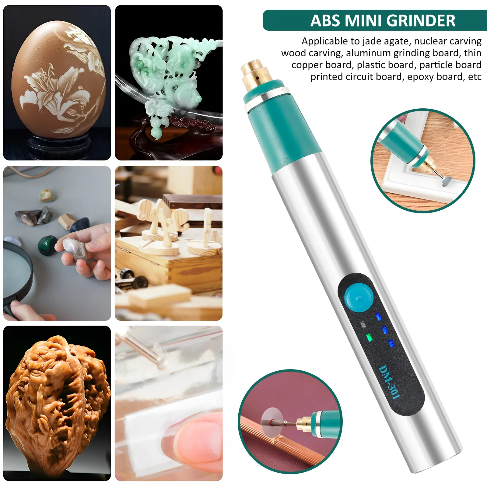 Variable-Speed Mini Drill Engraver Pen Kit for Grinding, Polishing, and ...