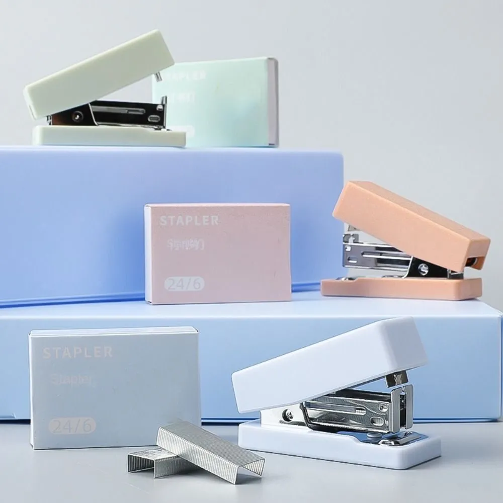 Minimalist Metal Stapler with Pastel Binding Clips, Desk Organizer for ...