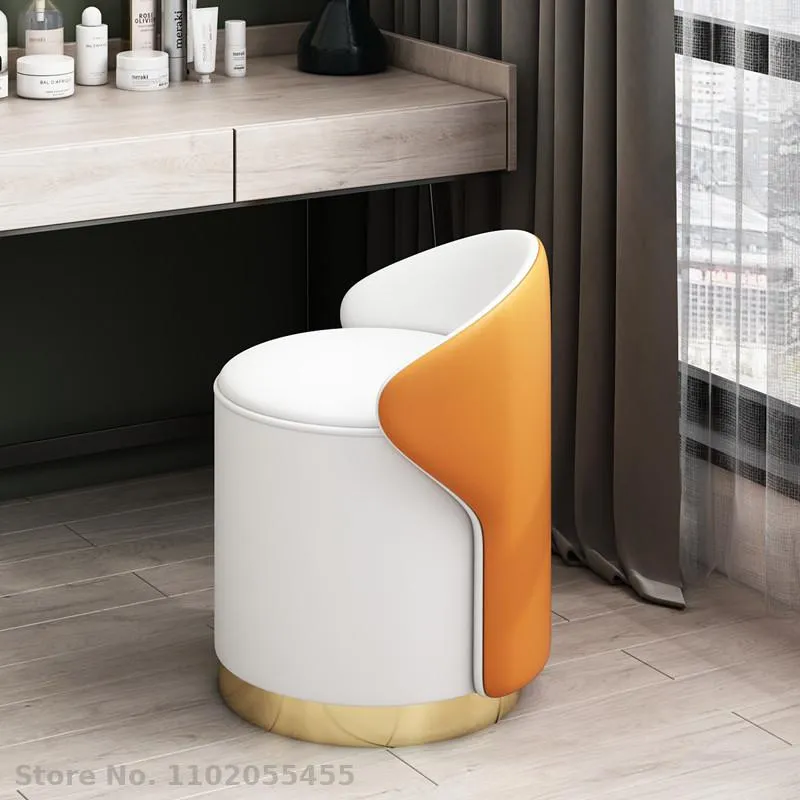 Light luxury dressing stool with mesh backrest round seat for bedroom ...