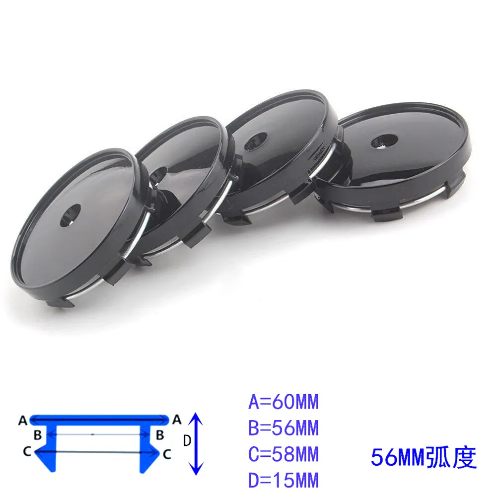 60mm Black Electroplated Snap-On Wheel Hub Caps Universal Car Wheel Rim ...