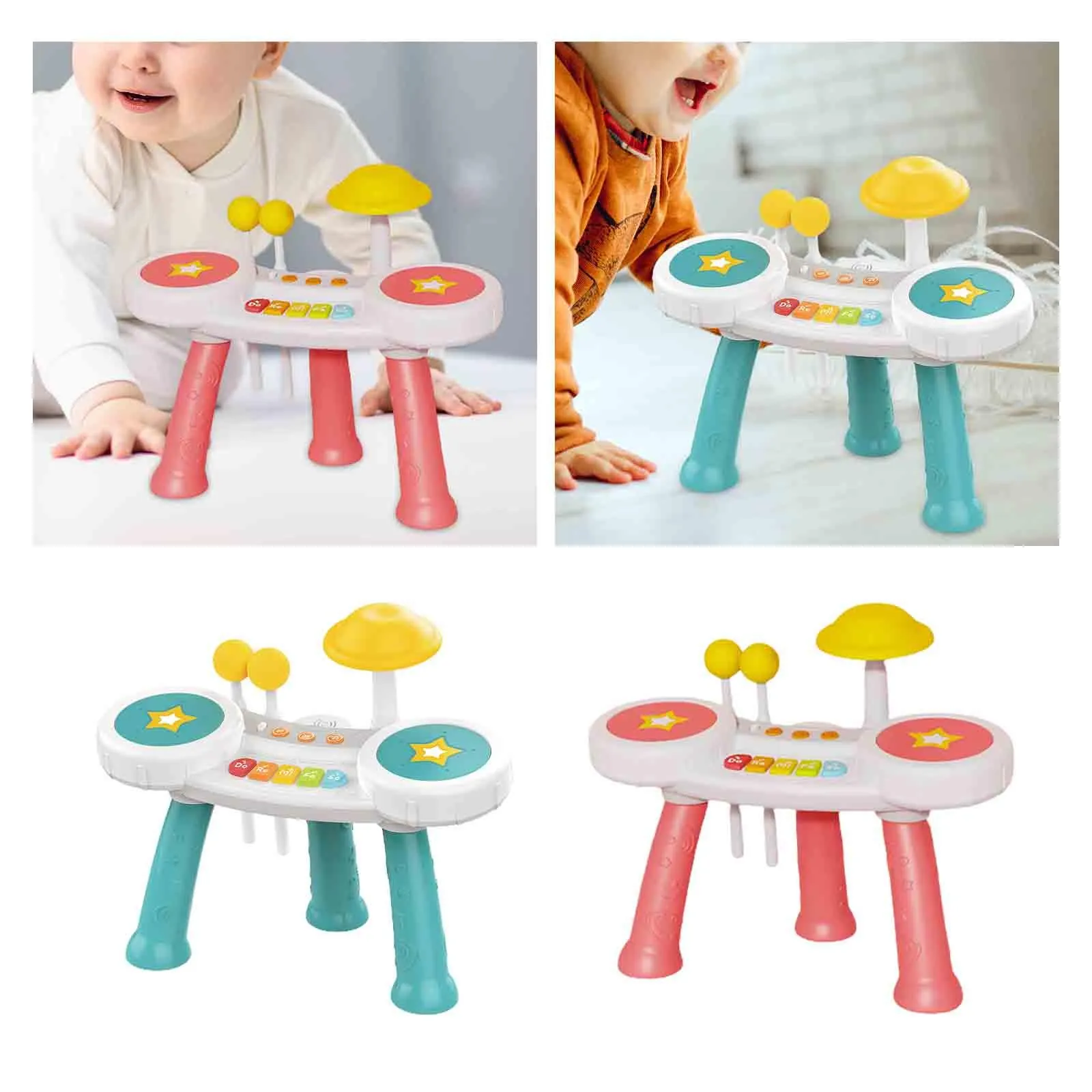 Developmental Wooden Drum Toy for Toddlers - Colorful Musical Playset ...