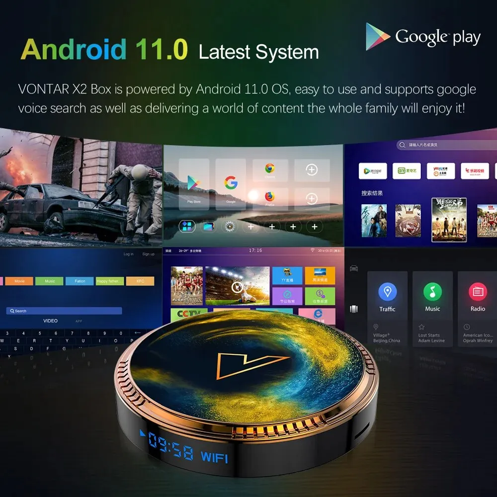 VONTAR X2: Android 11 Smart TV Box with 4K 60fps AV1, 2.4&5G WiFi, BT4 ...