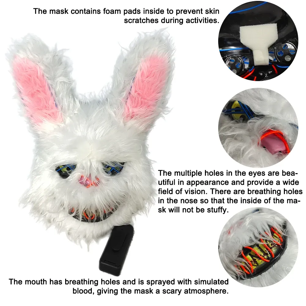 EL Stinkum The Wire Bunny Masquerade Mask With LED Rabbit Design ...