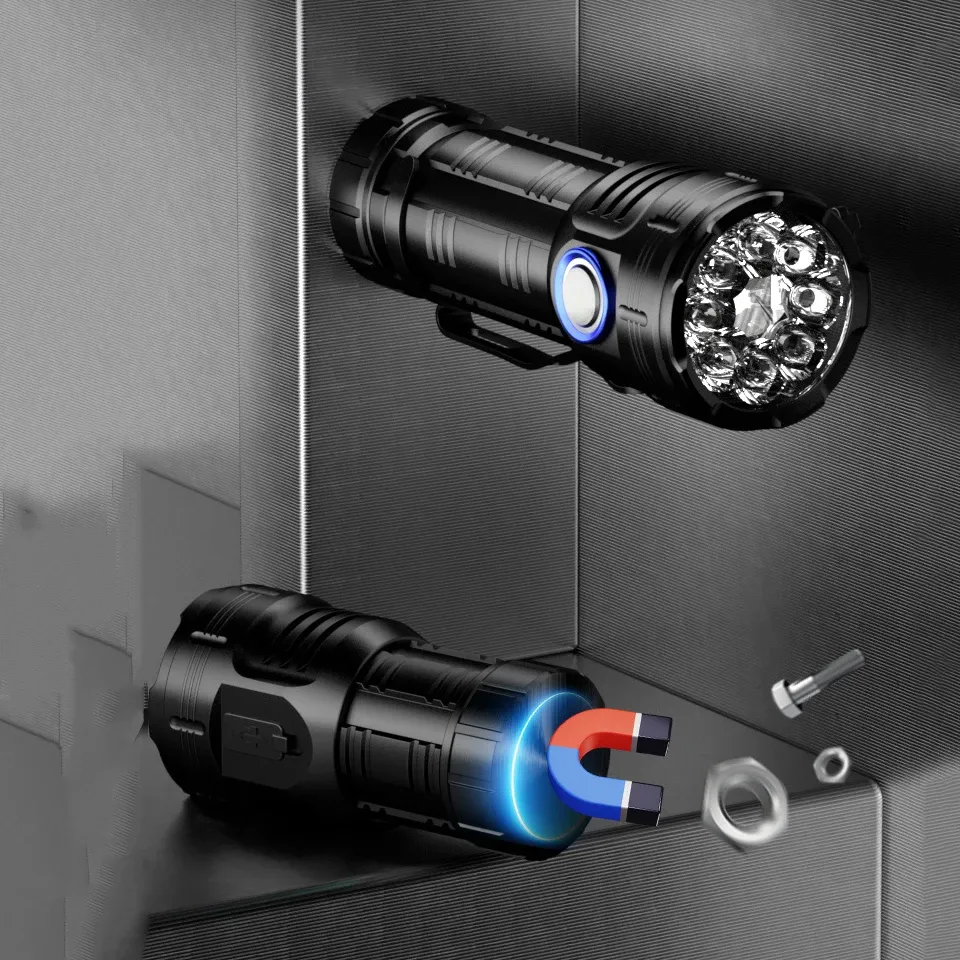 Rechargeable LED Torch - Portable Pocket Flashlight with Magnetic Base ...