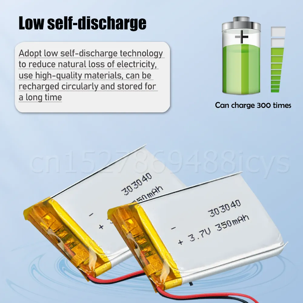 7V 350mAh 303040 Lithium Polymer Rechargeable Battery for Bluetooth ...