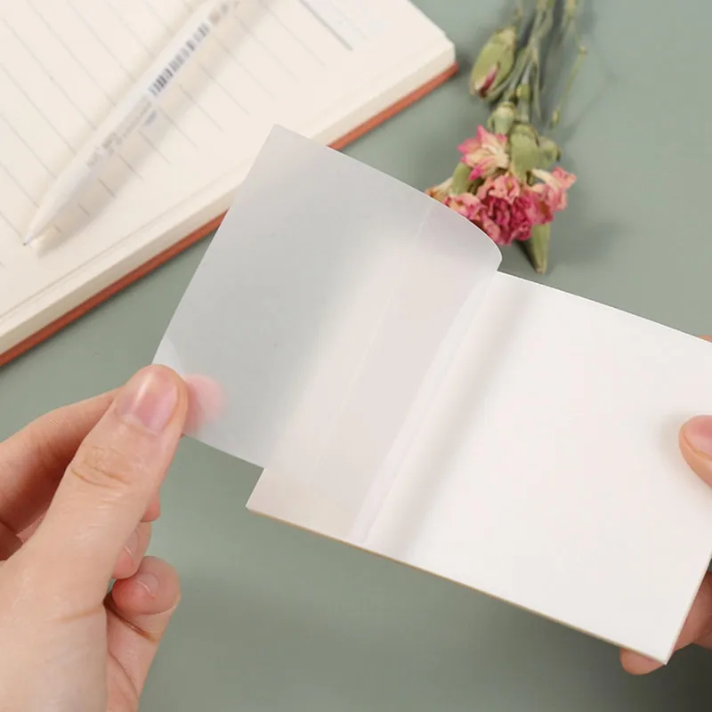 50 Sheets Waterproof PET Transparent Sticky Note Memo Pad for Daily To ...