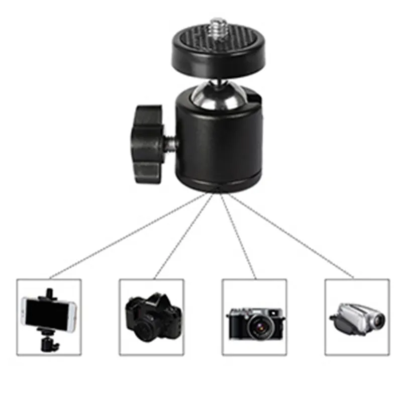 Camera Mini Ball Head 360° Swivel Tripod Mount Adapter For DSLR, Flash ...