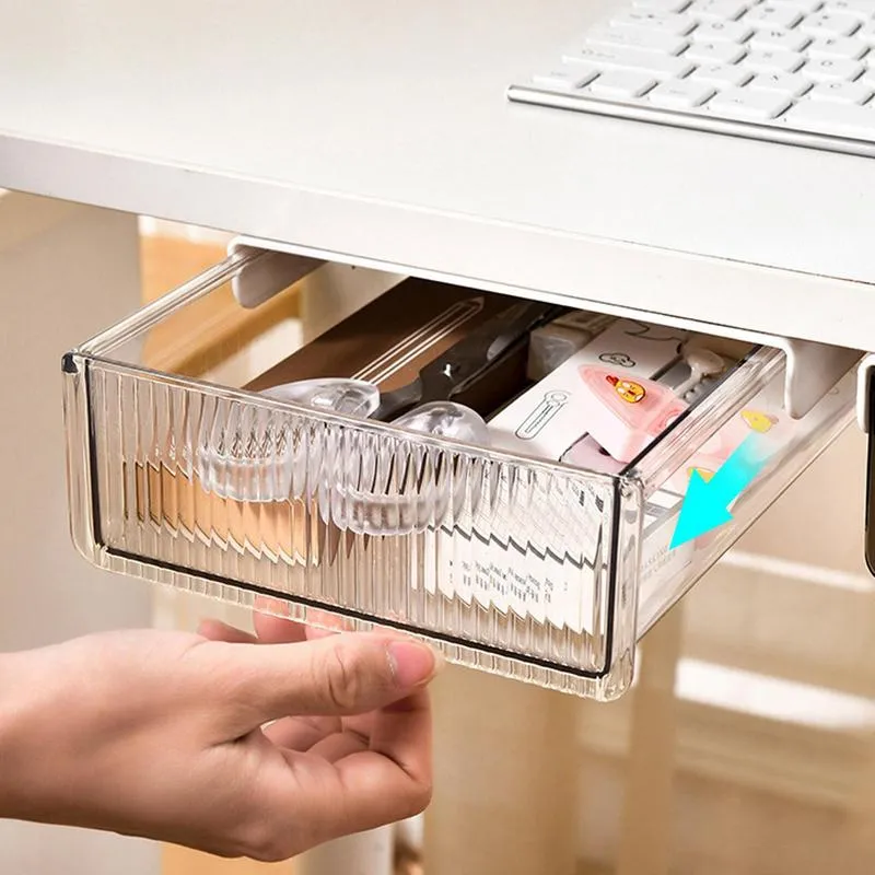 Under Desk Drawer Organizer: Self-Adhesive Slide-Out Storage for Home ...