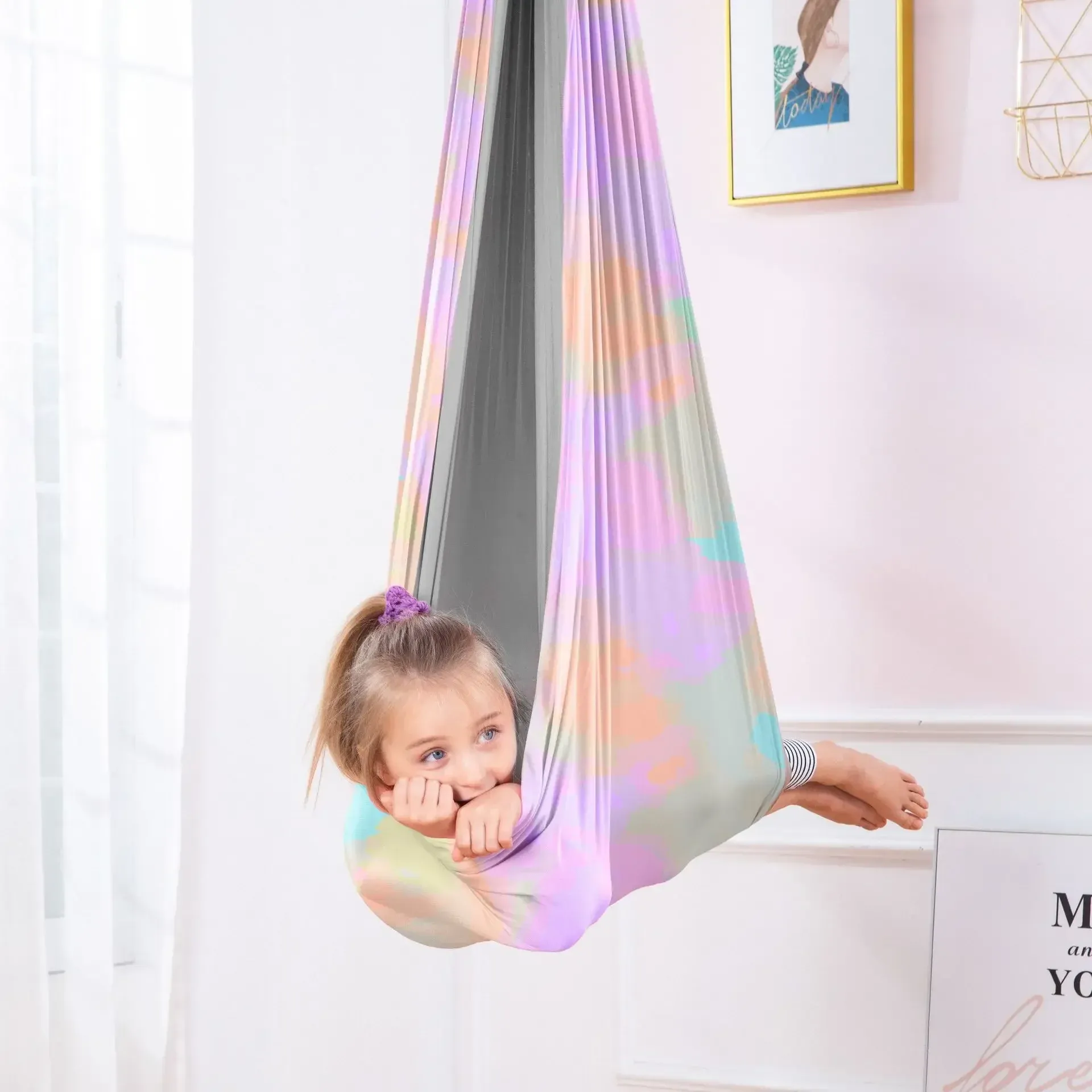 Sensory Swings Double Layer Hanging Pod Chair 360° Swivel Yoga Hammock ...