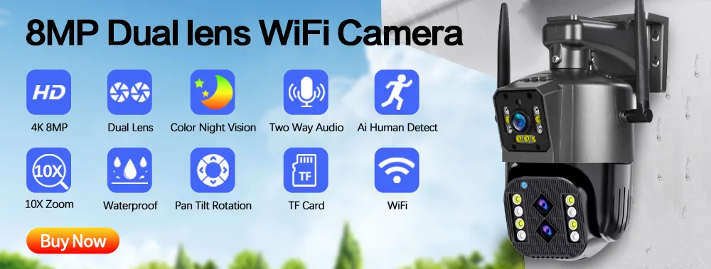 Outdoor PTZ hikvision cameras with 4K 9MP HD, 8X Zoom, Three Lens, Dual ...