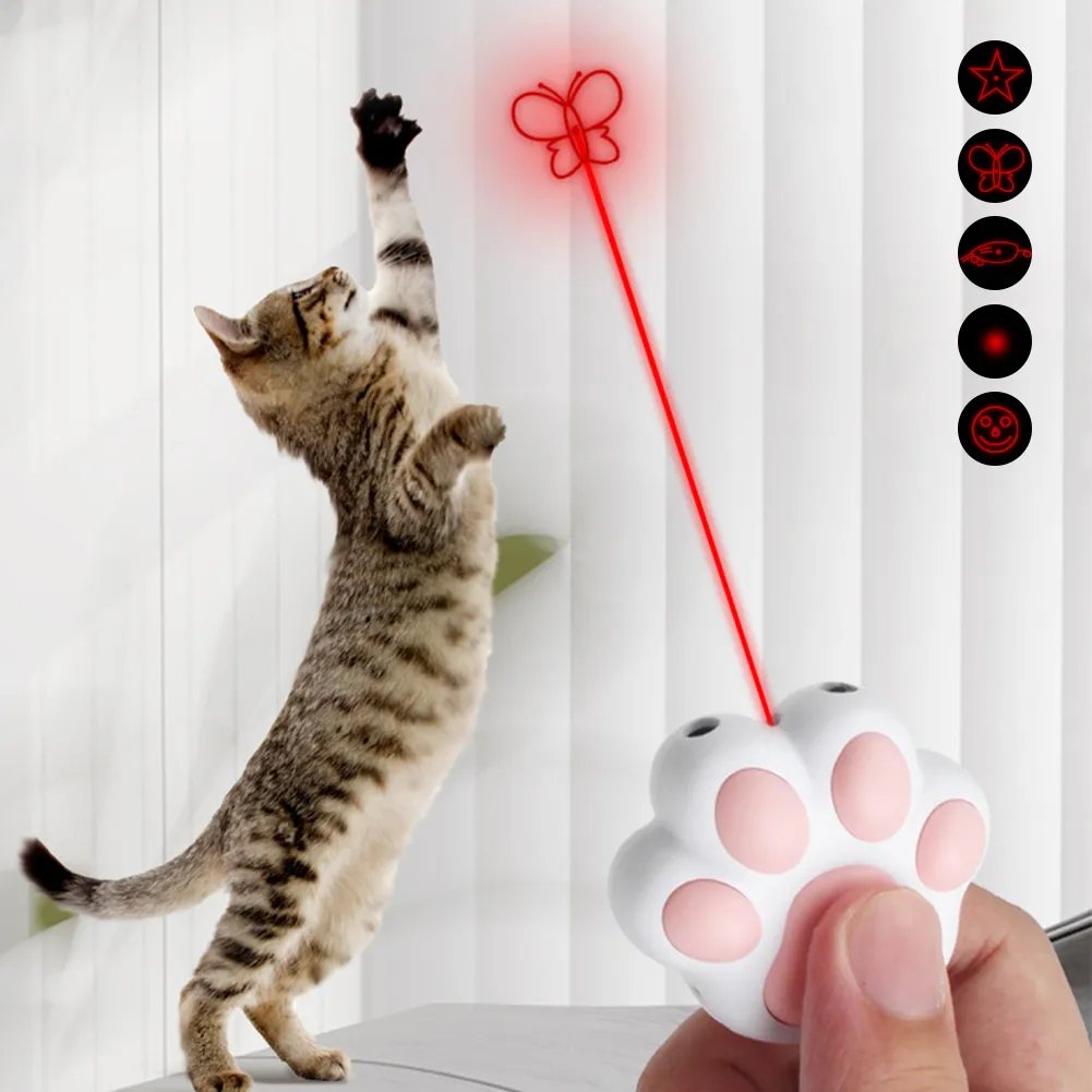 5-Pattern Interactive Cat Laser Toy, USB Rechargeable, Indoor Play ...