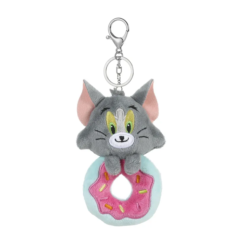 Tom And Jerry Cute Plush Doughnut Cat Doll Keychain Kawaii Fluffy Soft ...