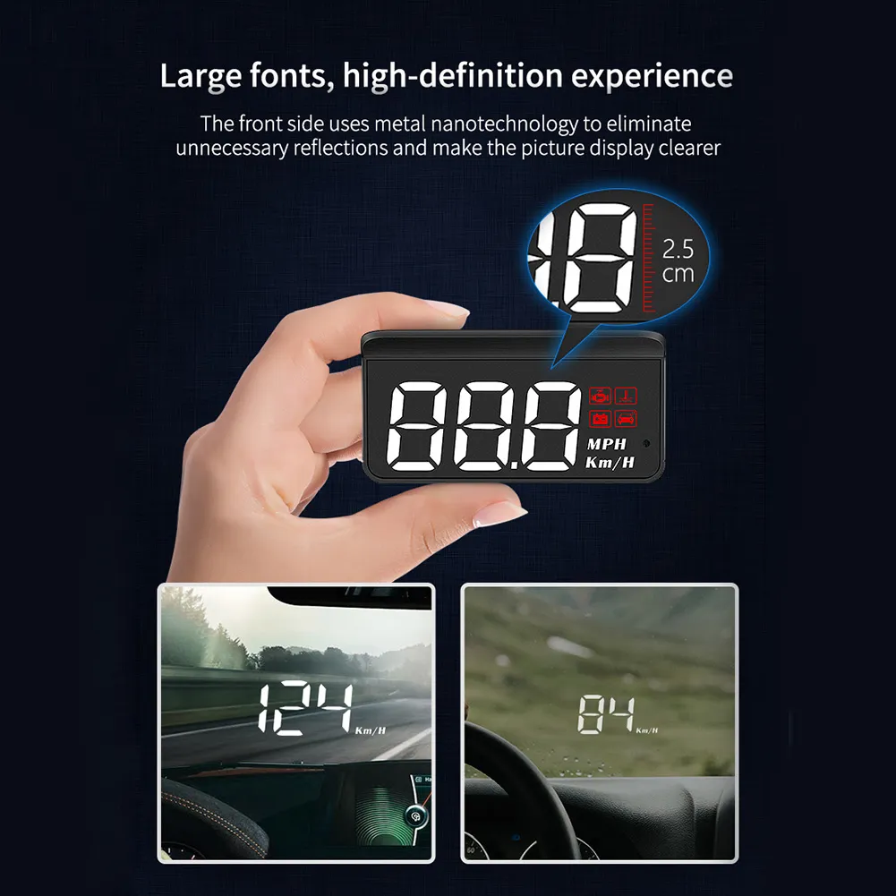 OBD2 HUD Car Head-Up Display Digital Speedometer Monitor On-Board ...