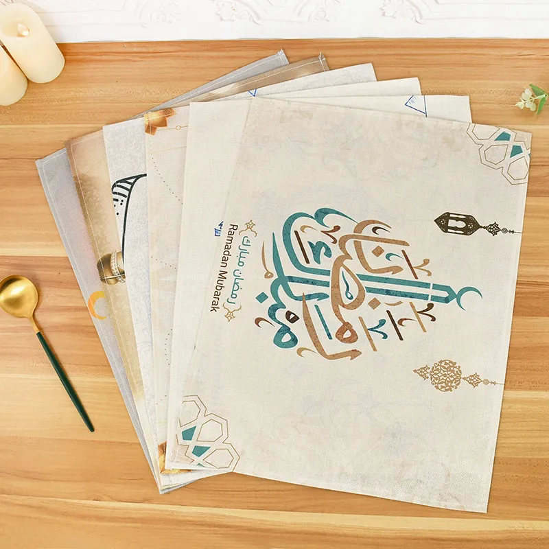 Eid Al Fitr Linen Placemat Ramadan Mubarak Table Decor For Muslim Islam ...