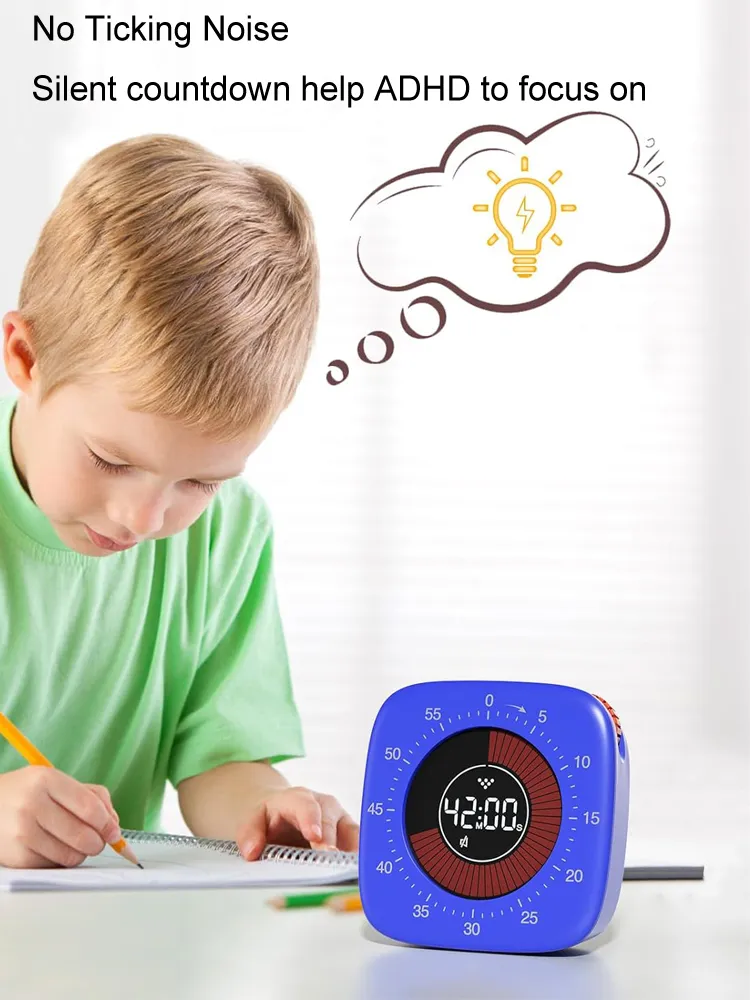 Visual Countdown Timer: Rechargeable 60-Min Silent Timer for Kids ...