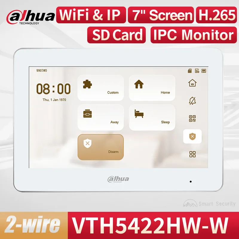 7 2-Wire Wi-Fi Indoor Monitor Intercom Kit with SD Card Slot, H.265, RS ...