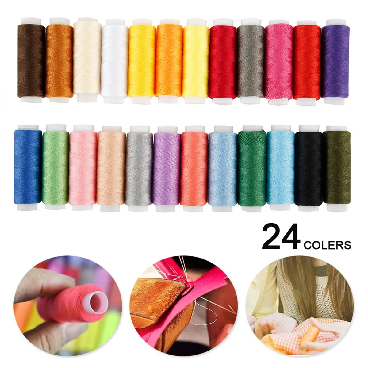 Polyester Sewing Thread Bobbins Set Assorted Colors Multipurpose Hand ...