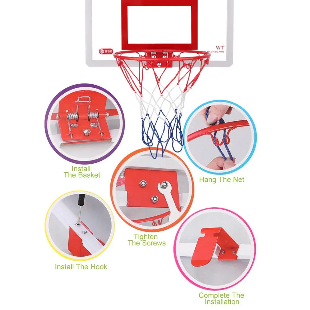 Mini Indoor Basketball Hoop, Portable Over The Door, Easy To Install ...
