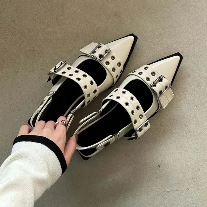 Slingback Shoes Gothic Chunky Heels Women's Pumps Rivet Street Style ...
