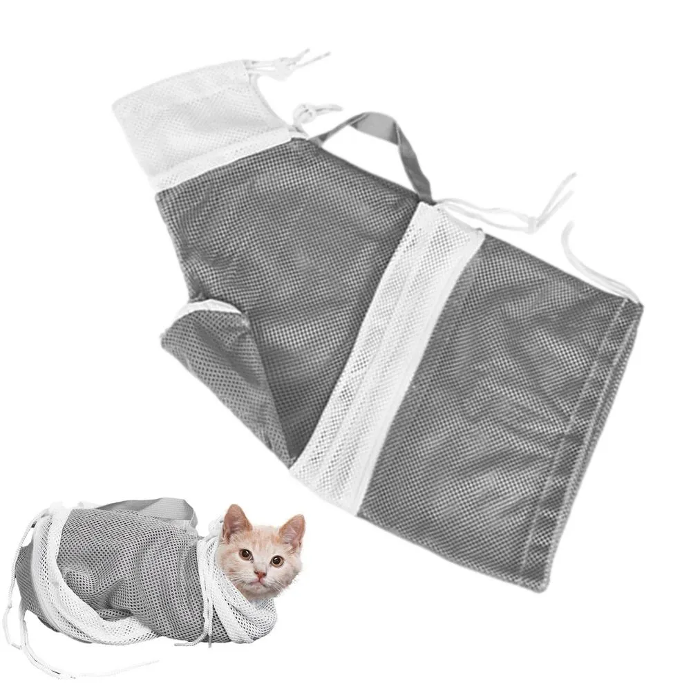 Multifunctional Cat Grooming Bag Adjustable Mesh Restraint for Cats and ...