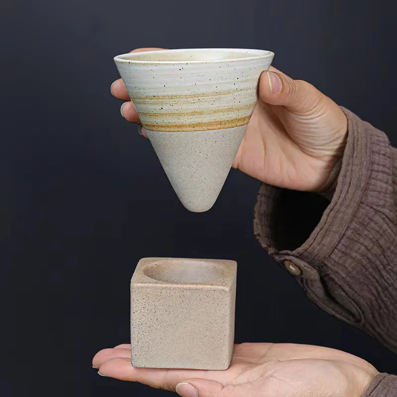 DHgate.com:2024 Tapered Ceramic Coffee Mugs - Triangular Cone Espresso ...
