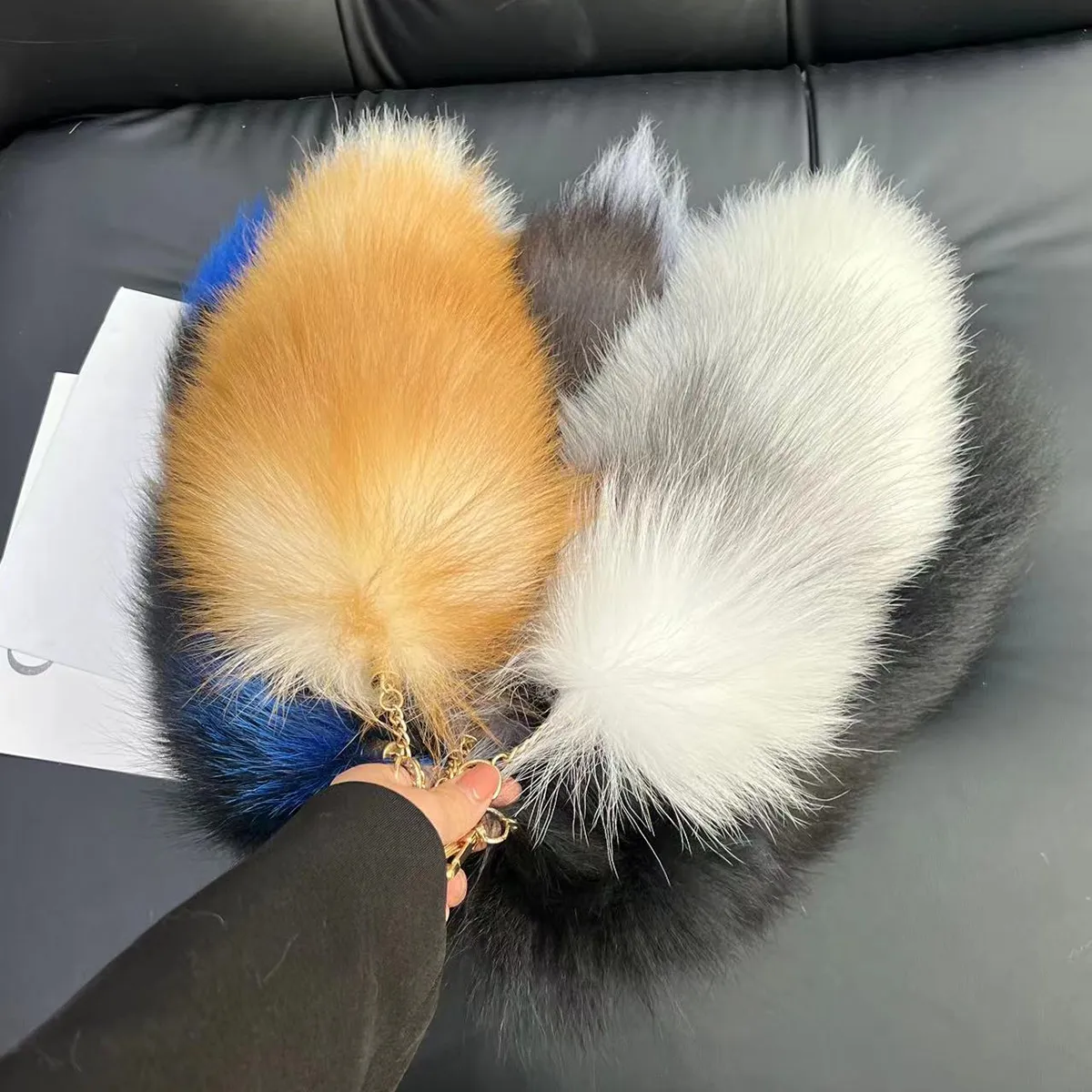 2024 Real Fox Fur Tail Large Long Natural Fur Tail Keychain Pendant ...