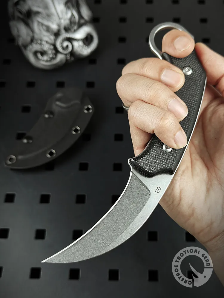 Fixed Blade Knife CRETACE 'FALCON' Series D2 Integrated Karambit ...