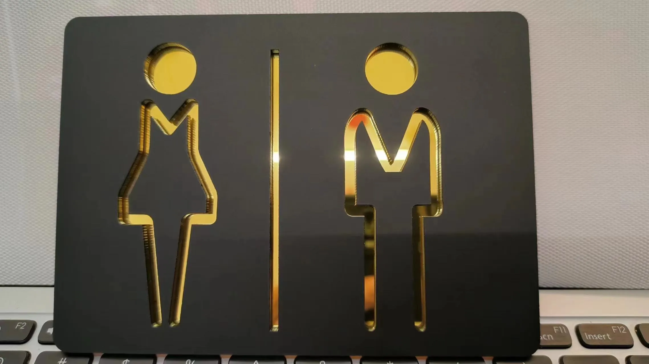 Matte Black Gold Acrylic Mirror 3D Toilet Sign Plate For Hotel Home ...