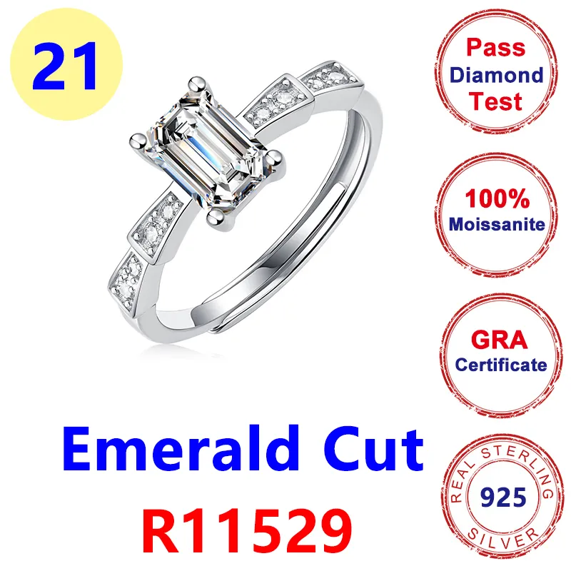 S925 Sterling Silver Moissanite Ring: Adjustable, Sparkling Gemstone ...