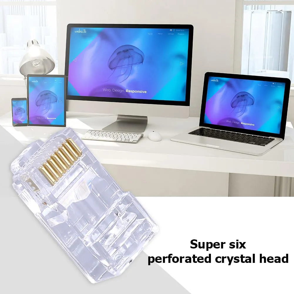 DHgate.com:100-Pack Cat6 Gold-Plated RJ45 Ethernet Cable Connectors ...