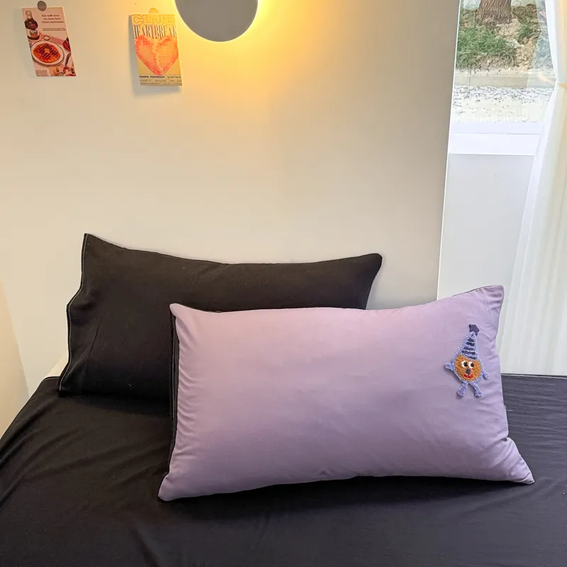 Purple Potato Cake Embroidery Bedding Set Duvet Cover Queen Twin Full ...