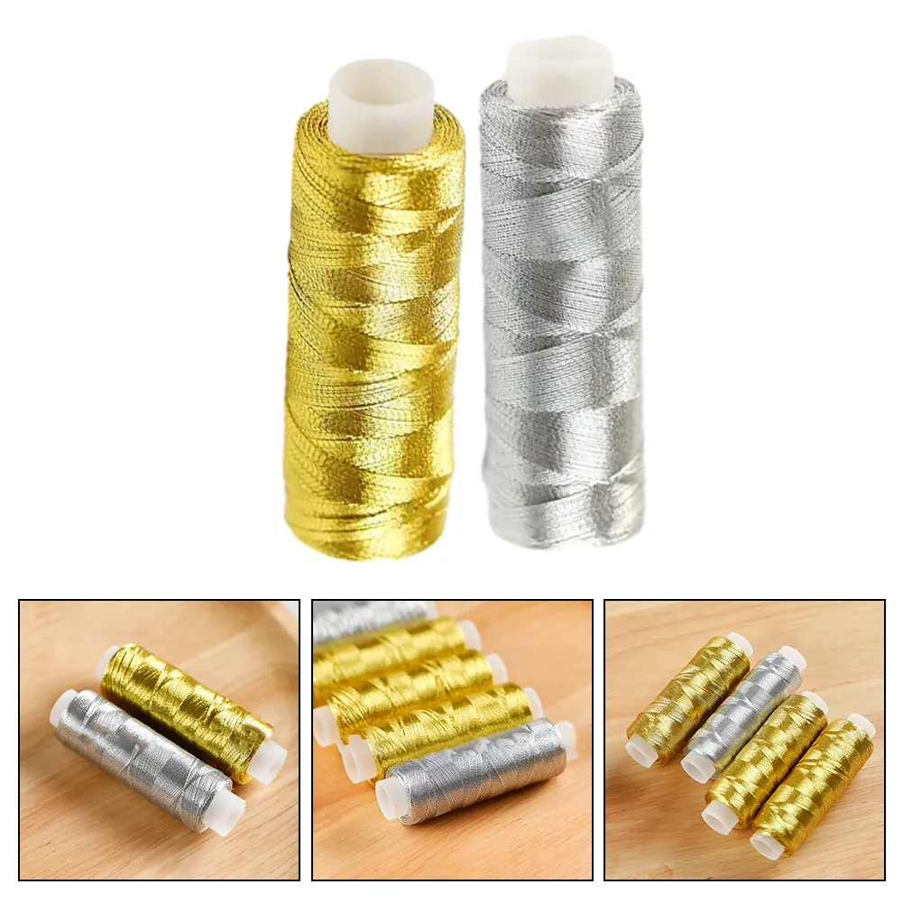 Metallic Embroidery Thread Set - Gold & Silver DIY Knitting Yarn ...