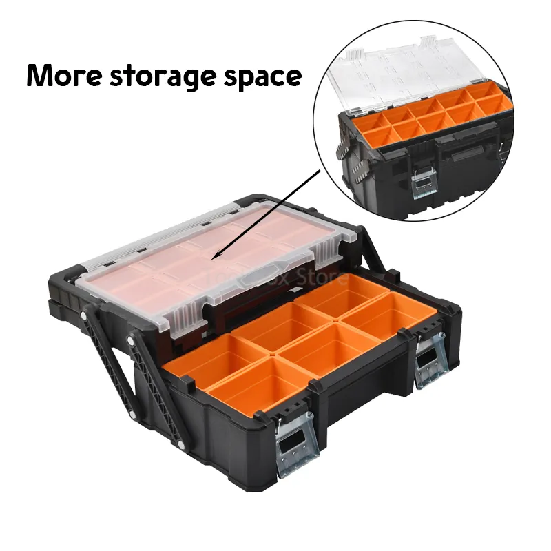 Professional Electrician Tool Case With Large 2 Layer Folding Toolbox ...