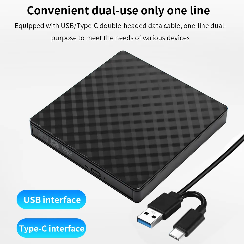 TISHRIC External CD DVD Drive USB & Type C DVD/CD ROM Reader Writer ...